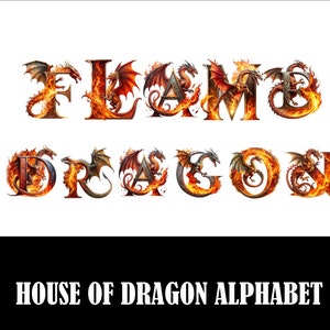 Flame Dragon Alphabet Clipart, PNG Download (digital File) - Etsy