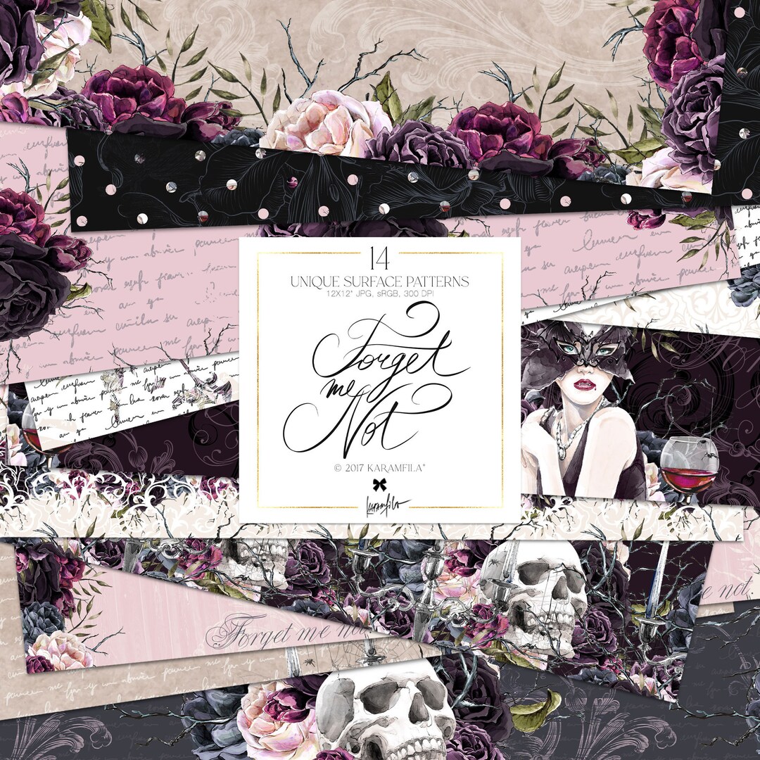 Gothic Valentine Vampire Digital Paper Karamfilas St Valentines Day ...