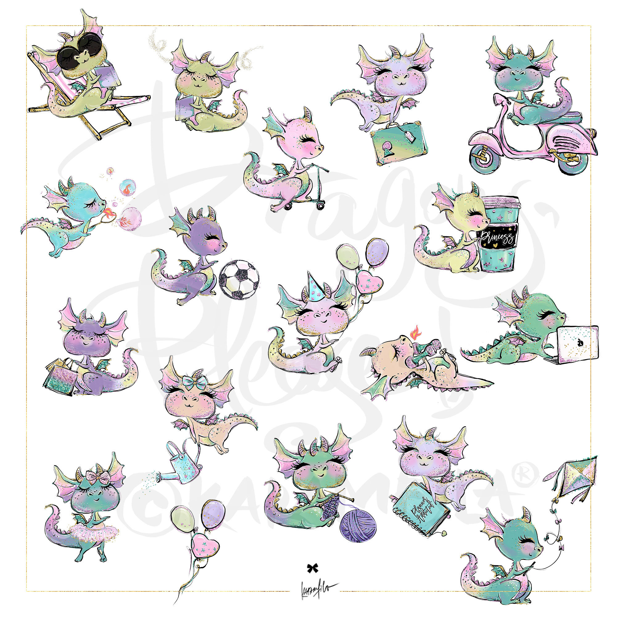 Dragons Clipart Activities Clipart Unicorn Dragons Illustration Cute ...