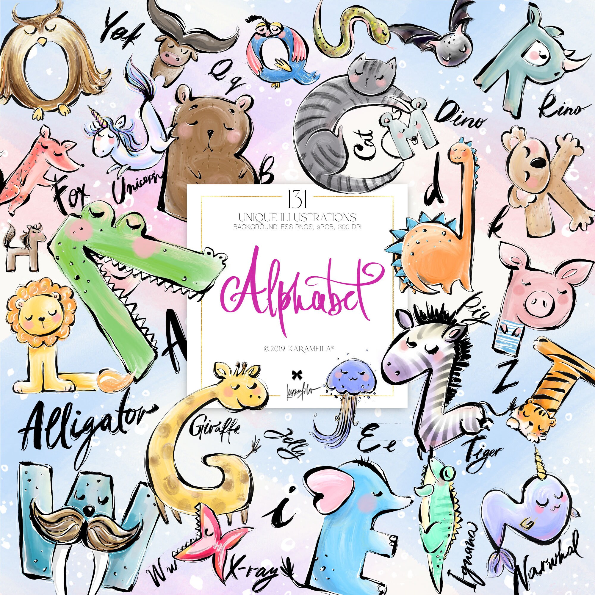 Animal Alphabet Clipart Karamfila S Children Letters Back to School ...