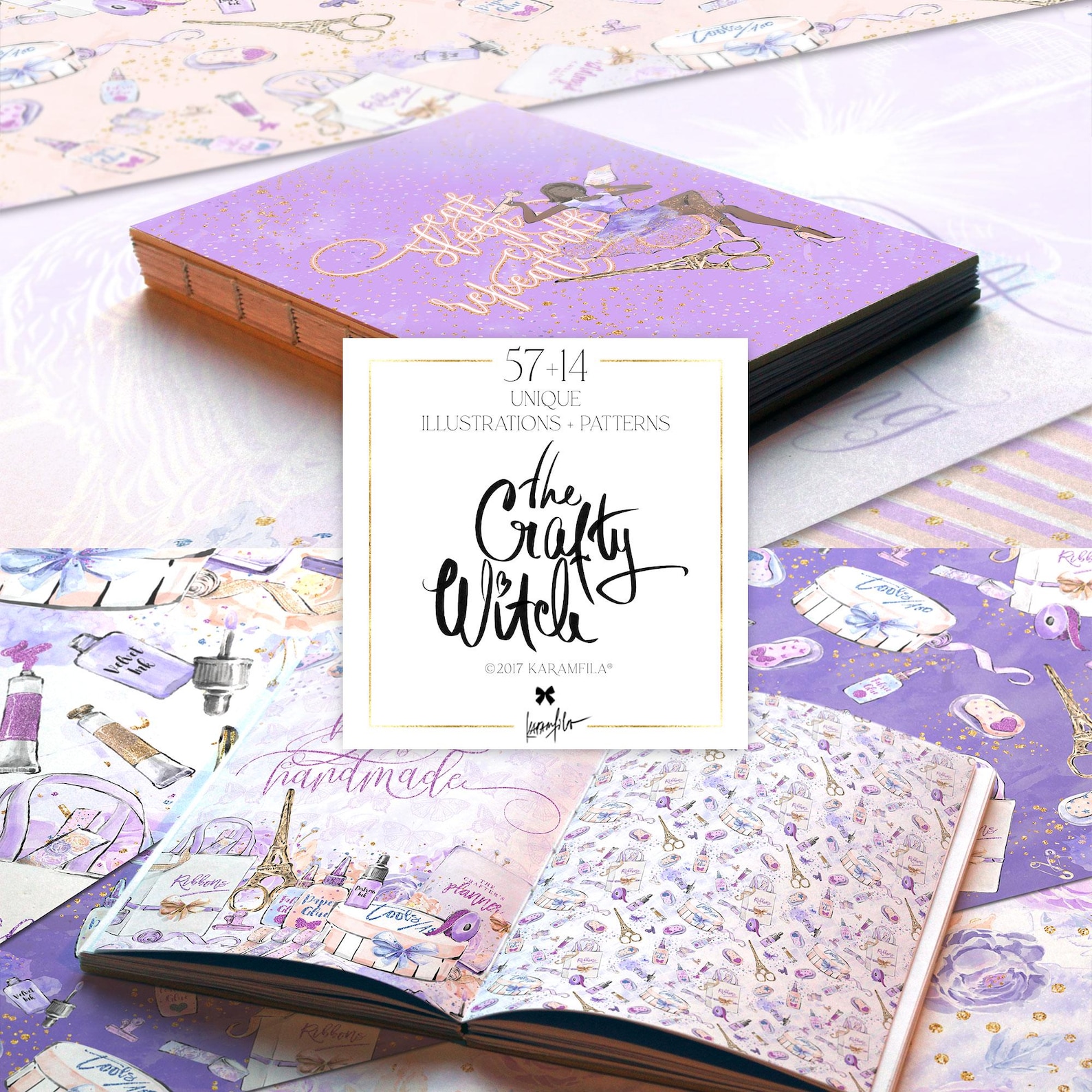 Crafty Girl Clipart: Paper Crafting Illustrations (PNG Images) - Etsy