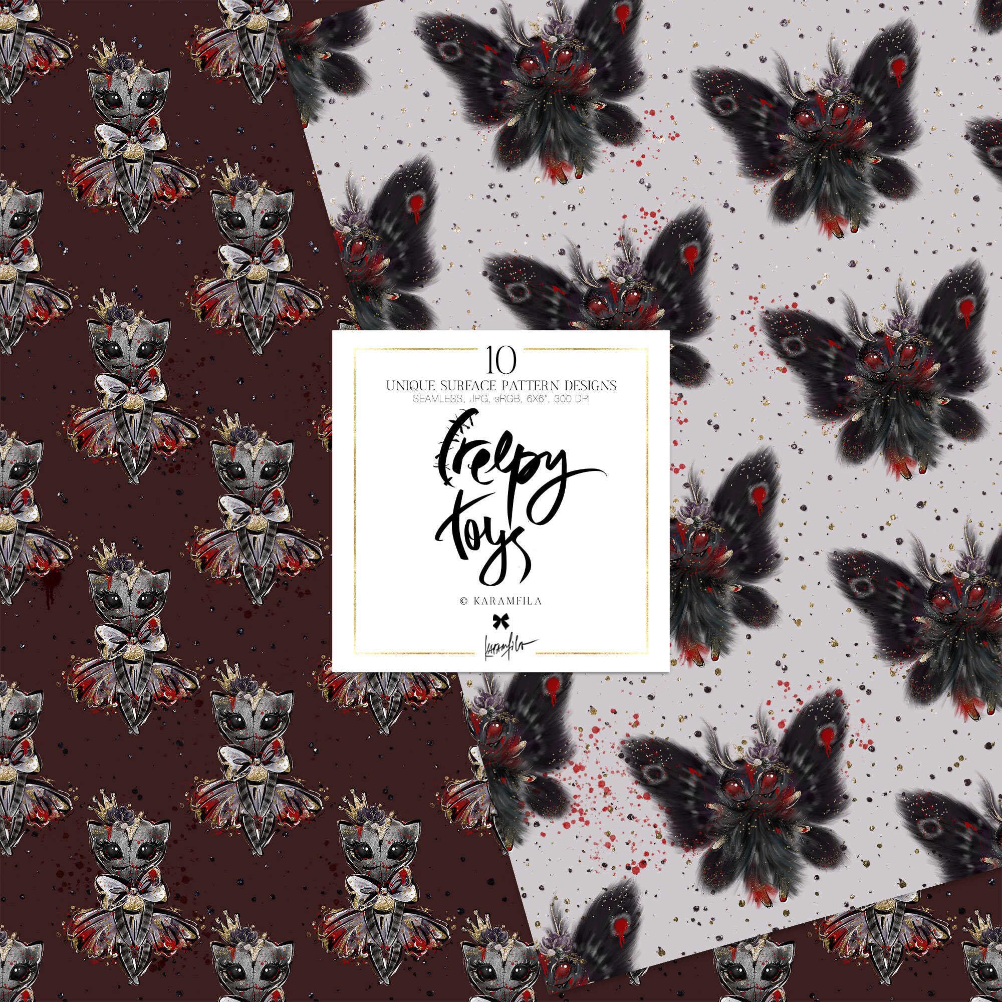 Karamfilas Halloween Creepy Digital Paper Voodoo Doll Spooky Characters ...