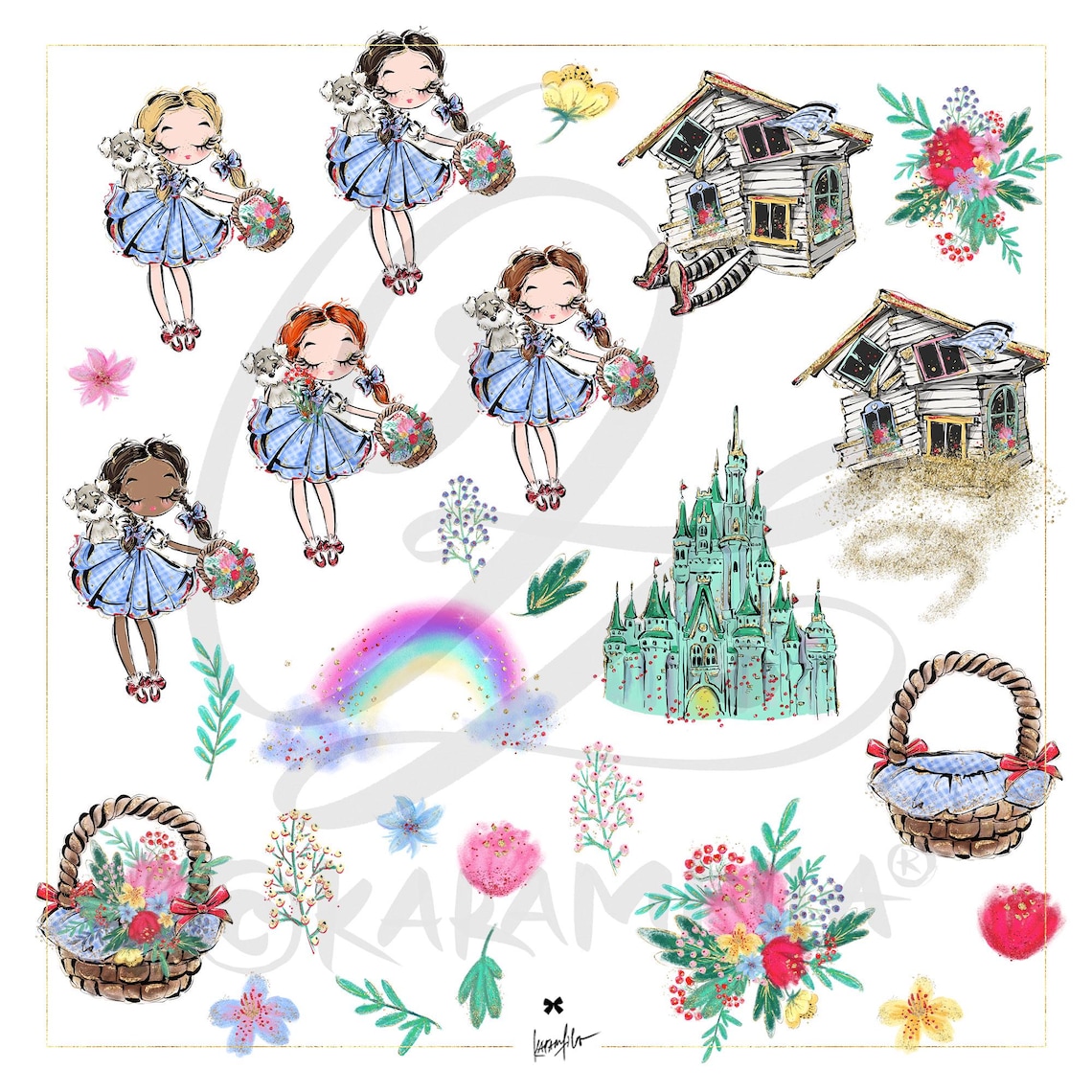 Wizard of Oz Clipart: Dorothy, Elphaba, Lion, Tin Man (PNG Stickers) - Etsy