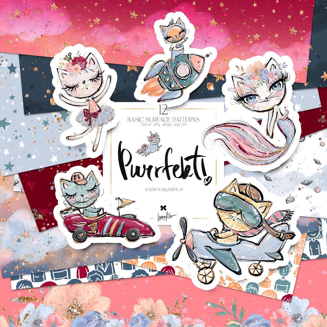 Glitter Stars Digital Paper Pack: Pastel Sky Patterns (digital Download ...