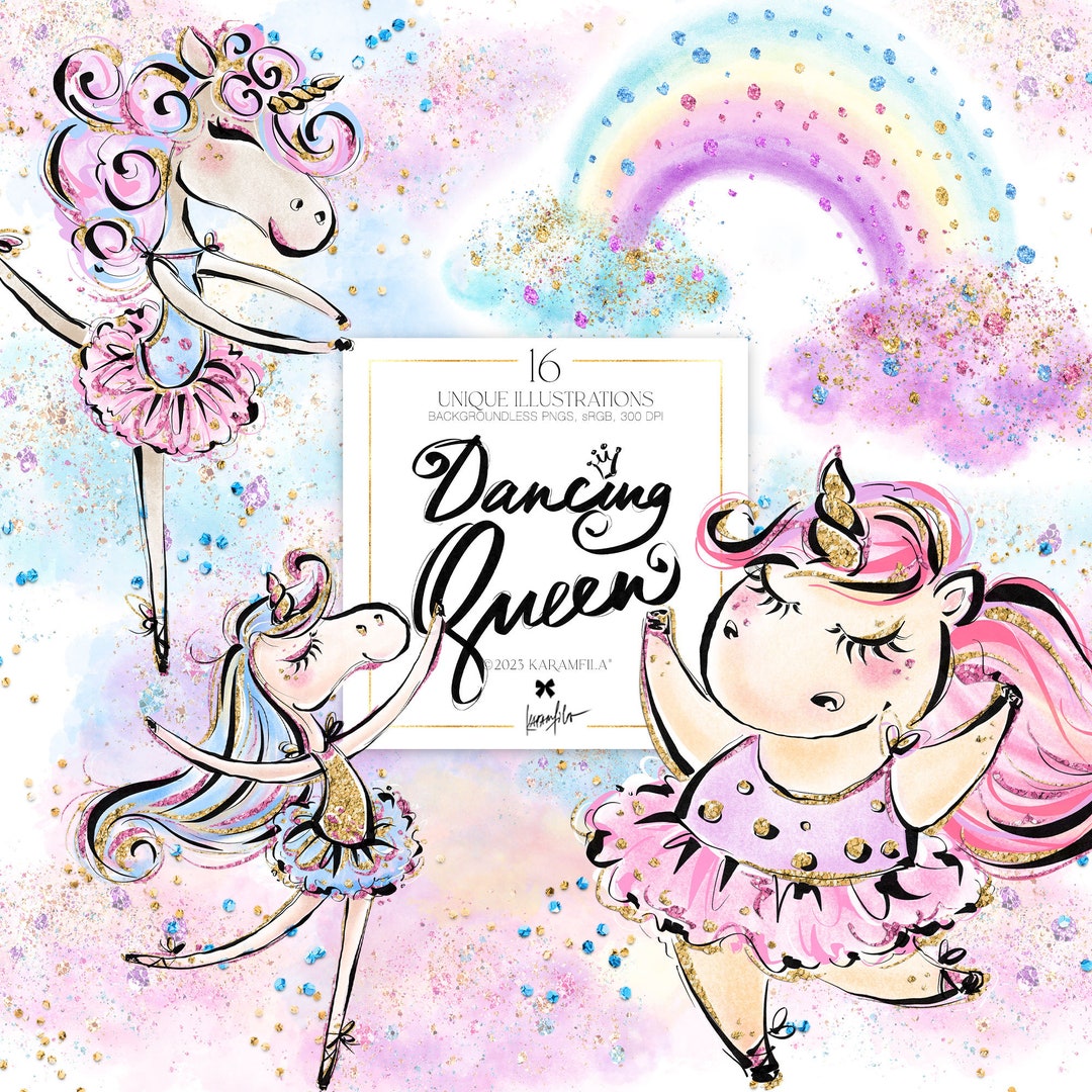 Unicorn Ballerina Clipart, Karamfilas Plus Size Ballerina Birthday ...