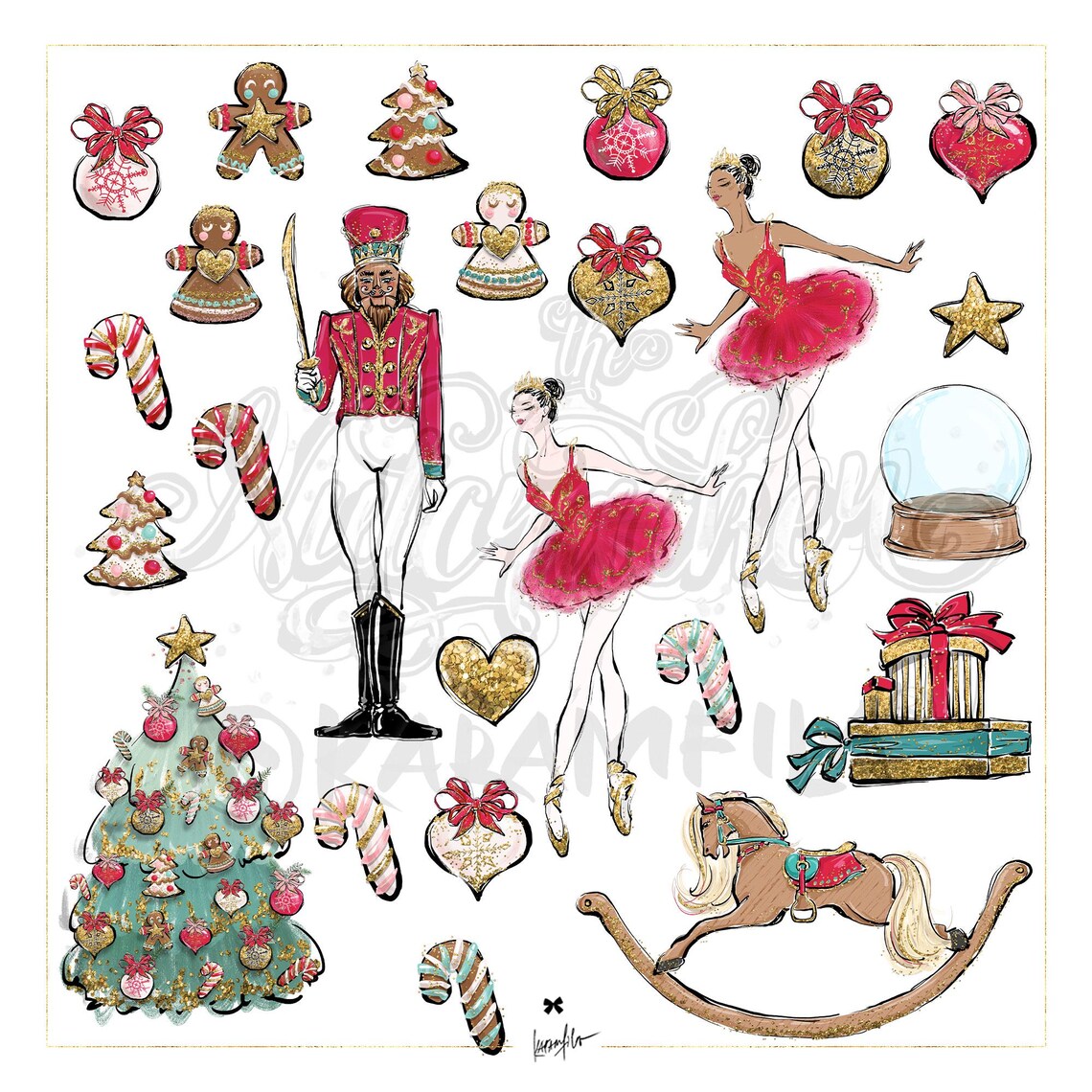 Nutcracker Christmas Clipart: Ballerina Illustrations, Xmas PNG ...