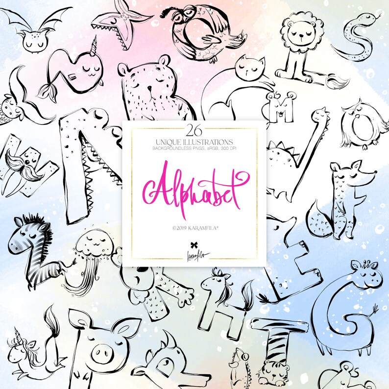Animal Alphabet Doodle Clipart Karamfila S Children Letters Back to ...
