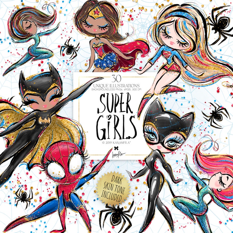 Superhero Girls Kids Clipart Karamfilas Cute Super Women Stickers ...