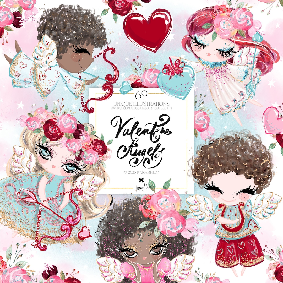 Valentine Angels Clipart Karamfilas St Valentines Day Cute Cherubs ...