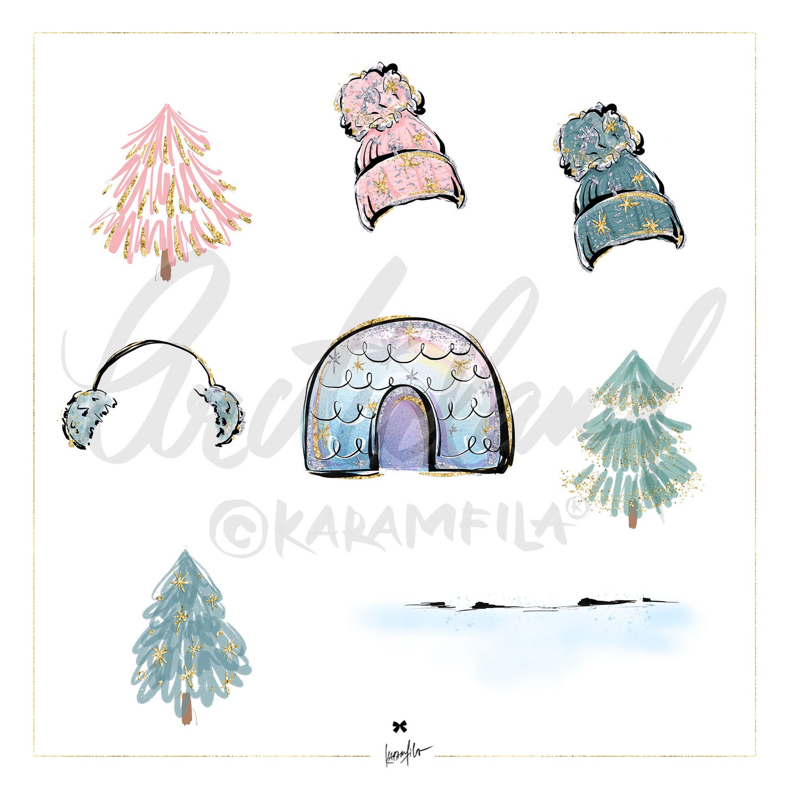 Winter Arctic Animals Clipart: Woodland Planner Stickers (digital ...