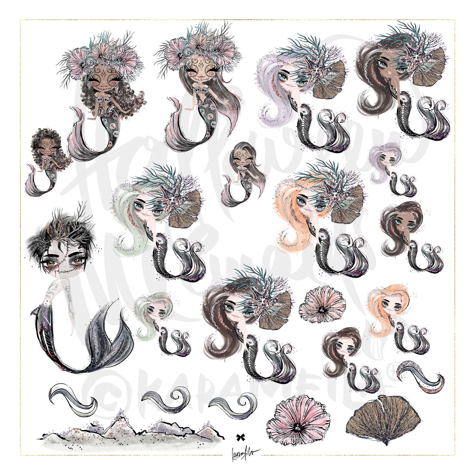 Karamfila S Halloween Mermaids Creepy Cute Zombie Characters Whimsigoth ...