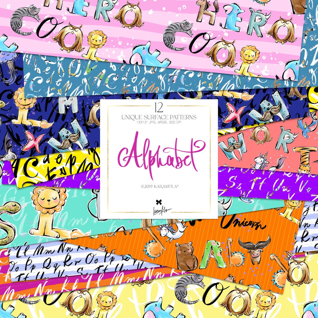 Animal Alphabet Digital Paper Pack Karamfilas Back to School Planner ...
