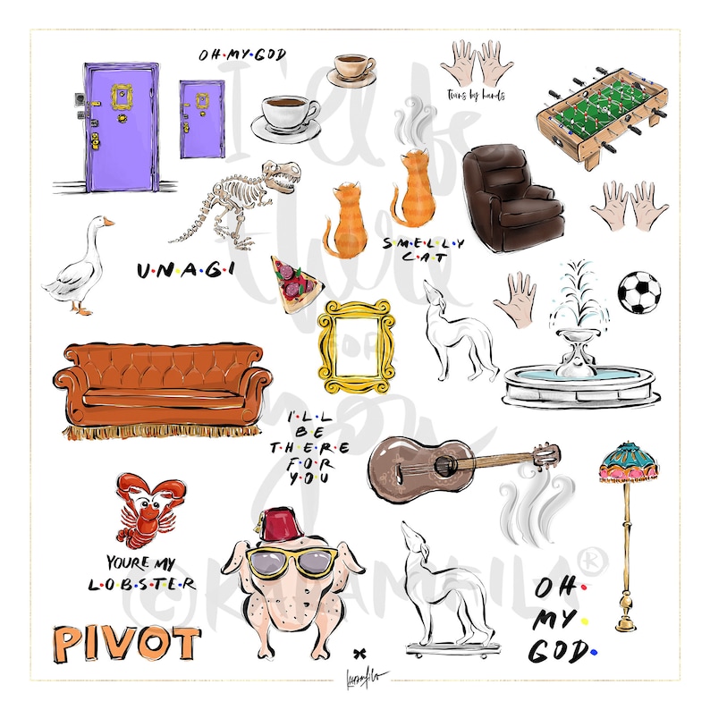 Friends TV Show Clipart: Iconic Sitcom Graphics (PNG, SVG) - Etsy