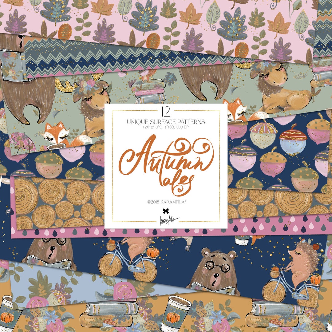 Fall Woodland Animals Digital Paper (12x12, JPG) - Etsy