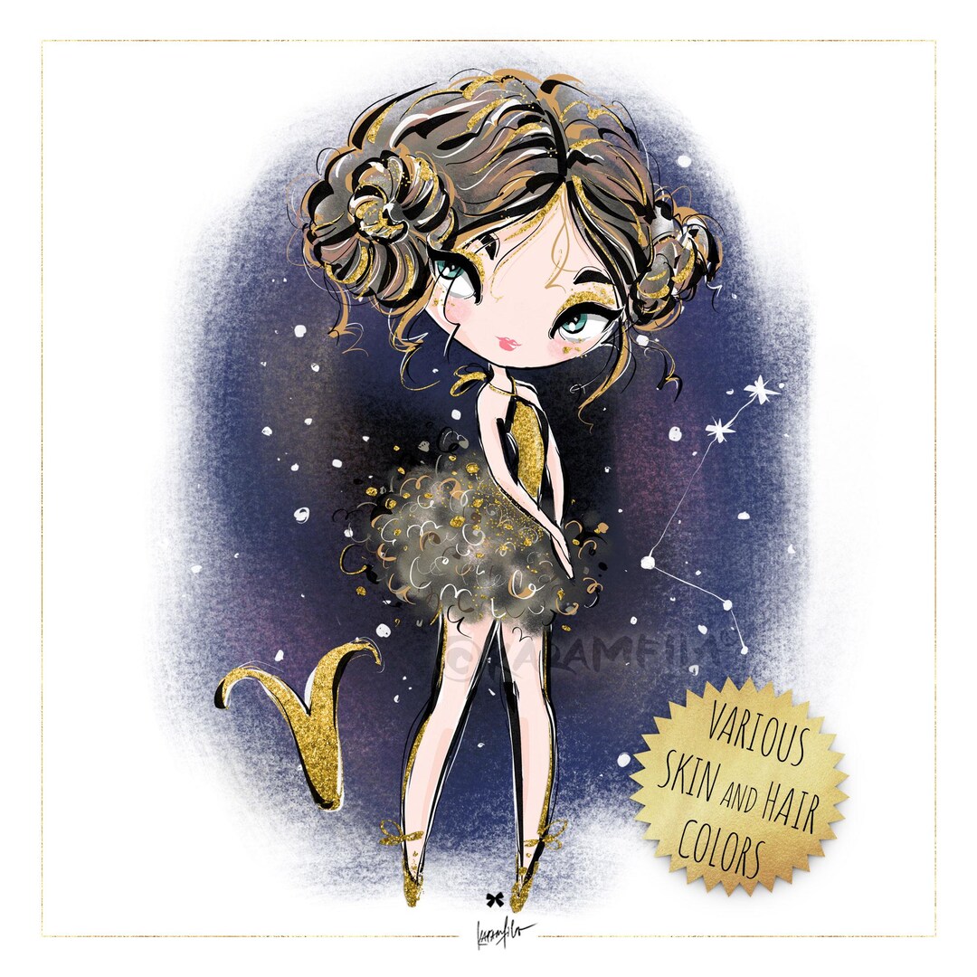 Zodiac Aries Clipart, Children's Zodiac Dolls Planner Stickers ...