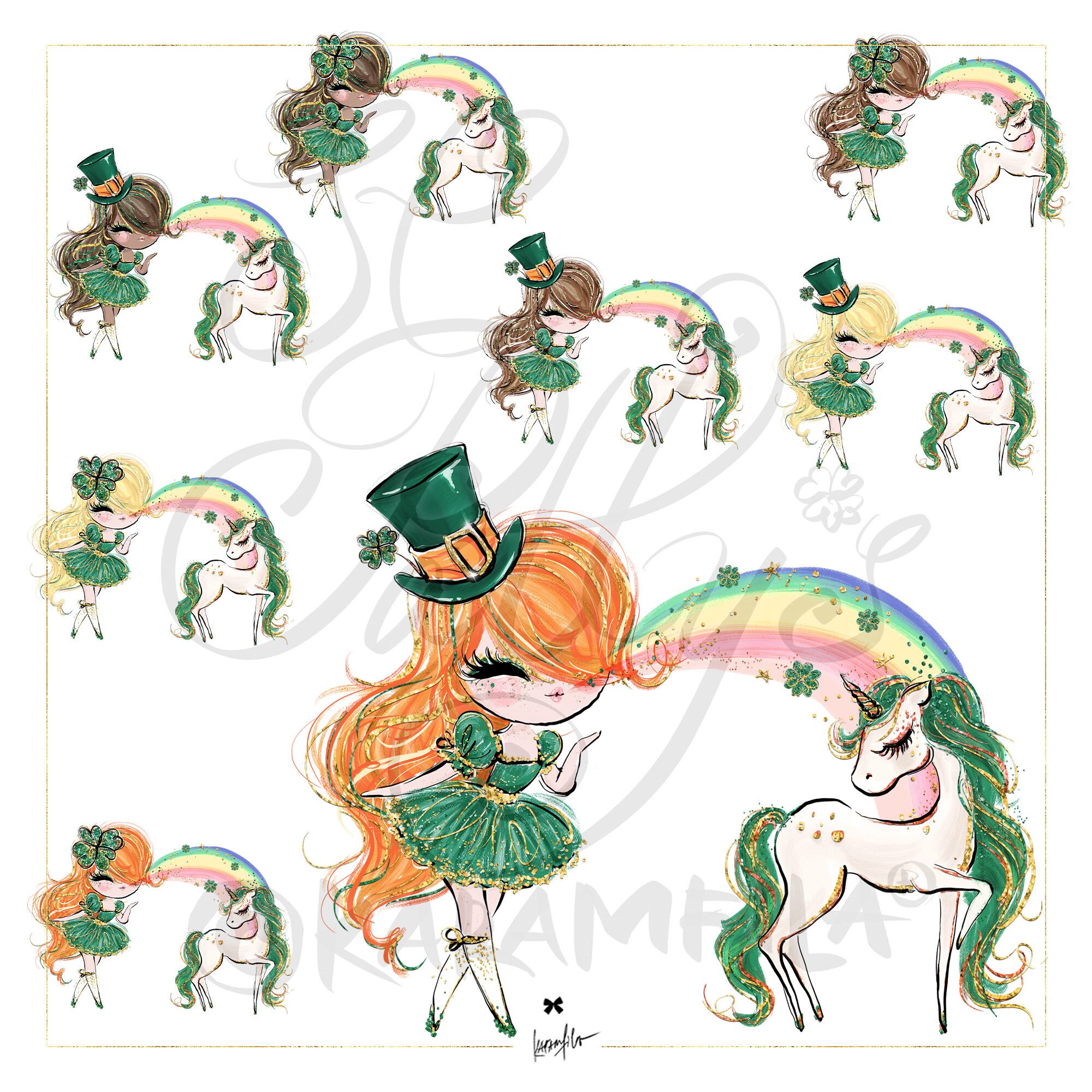 St Patrick's Day Clipart: Rainbows, Unicorns, Flamingo (PNG) - Etsy