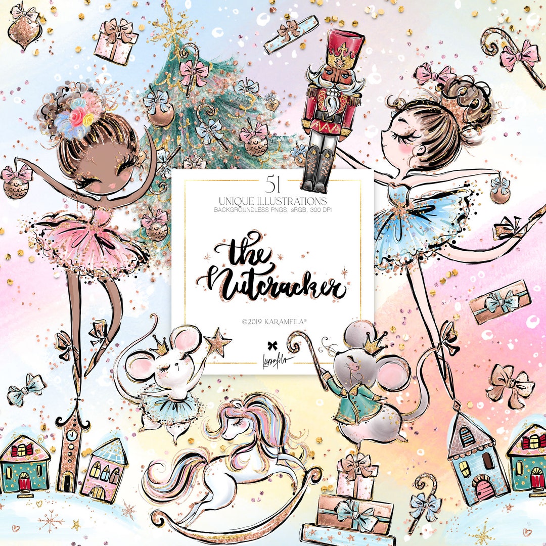 Nutcracker Christmas Clipart: Ballerina Illustrations (PNG, 300 Dpi) - Etsy
