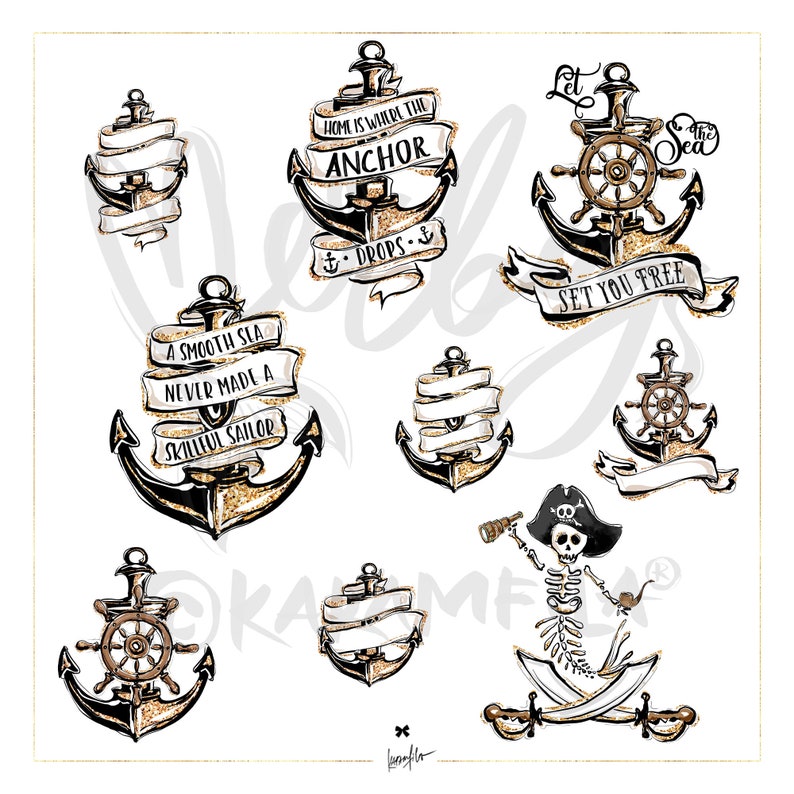 Boy Mermaid Clipart: Nautical Pirate Ship PNG Images (digital Download ...