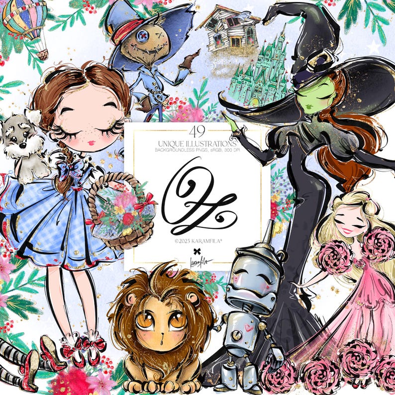 Wizard of Oz Clipart Karamfilas Wicked Elphada Glinda Dorothy Scarecrow ...