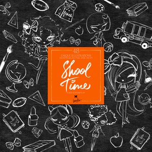 Back to School Doodles Clipart, School Bus Karamfilas Students Tools ...