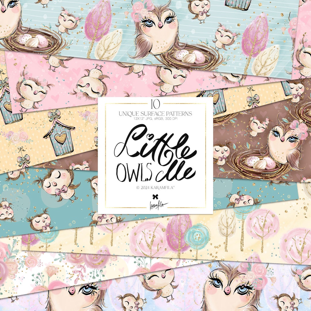 Mom Baby Owls Digital Paper Pack Karamfilas Mothers Day Owl Planner ...