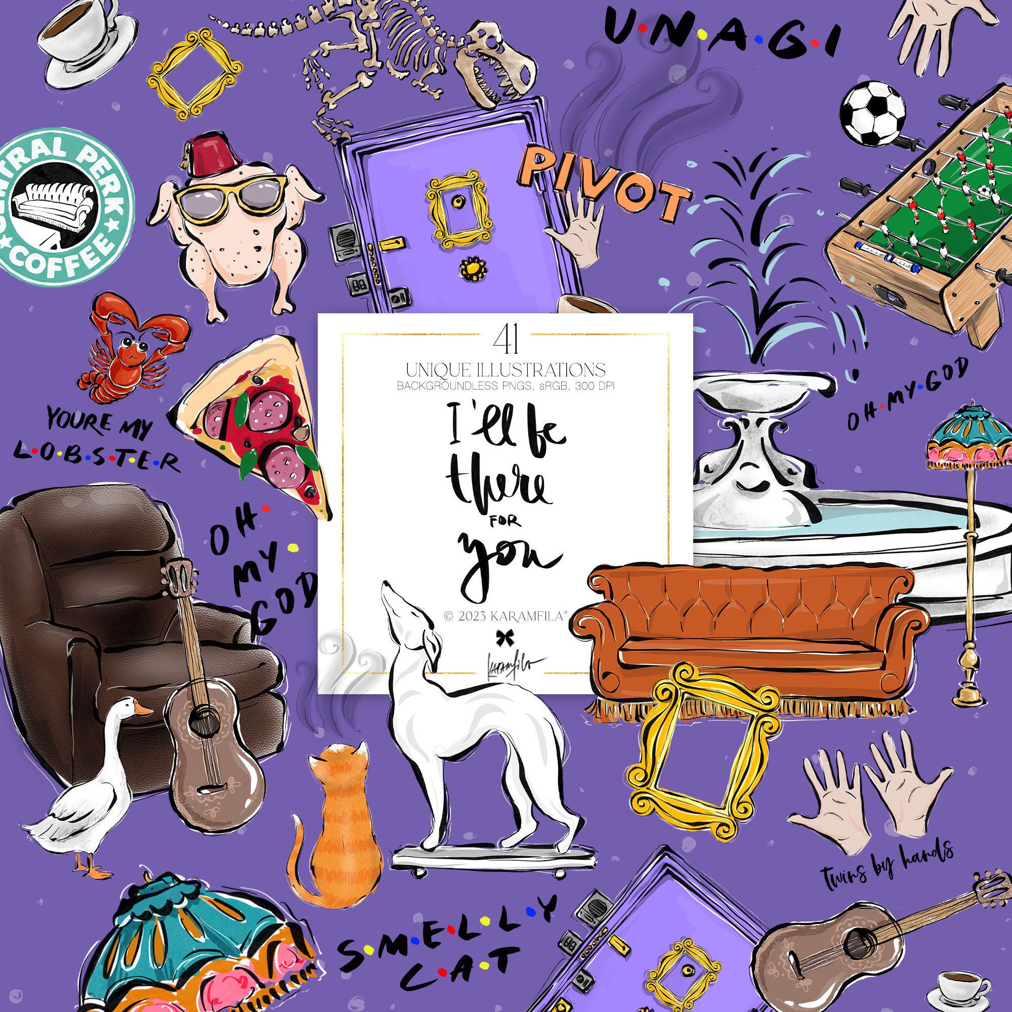 Friends TV Show Clipart: Iconic Sitcom Graphics (PNG, SVG) - Etsy