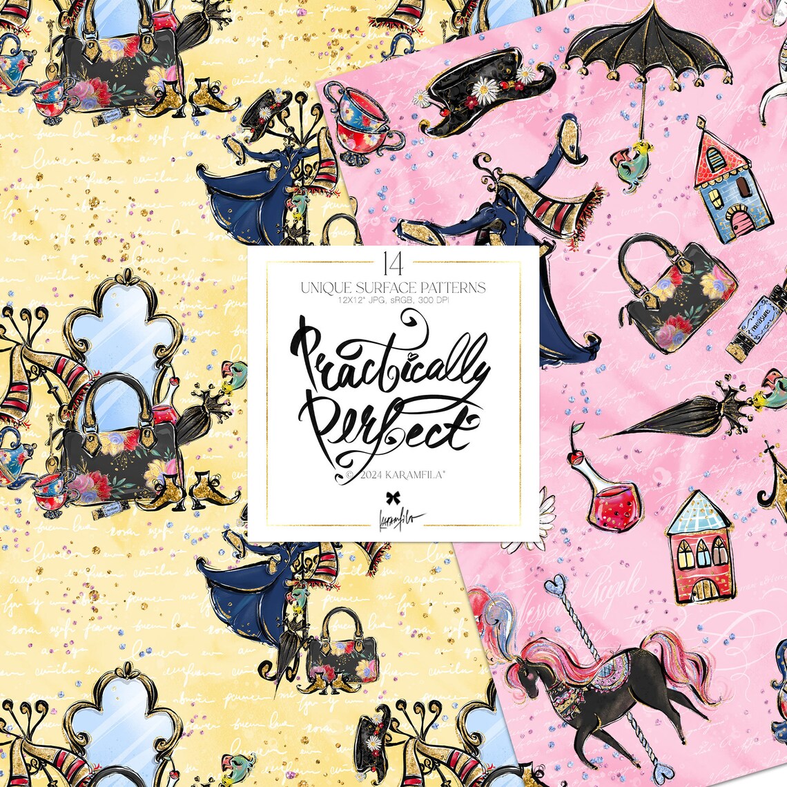 Mary Poppins Digital Paper Karamfilas Carousel Children's Character ...