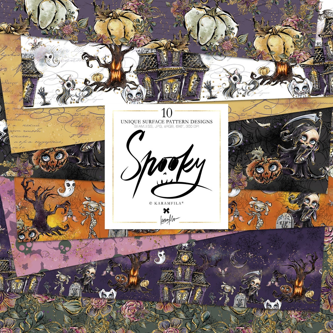 Halloween Digital Paper: Spooky Seamless Patterns (JPG) - Etsy
