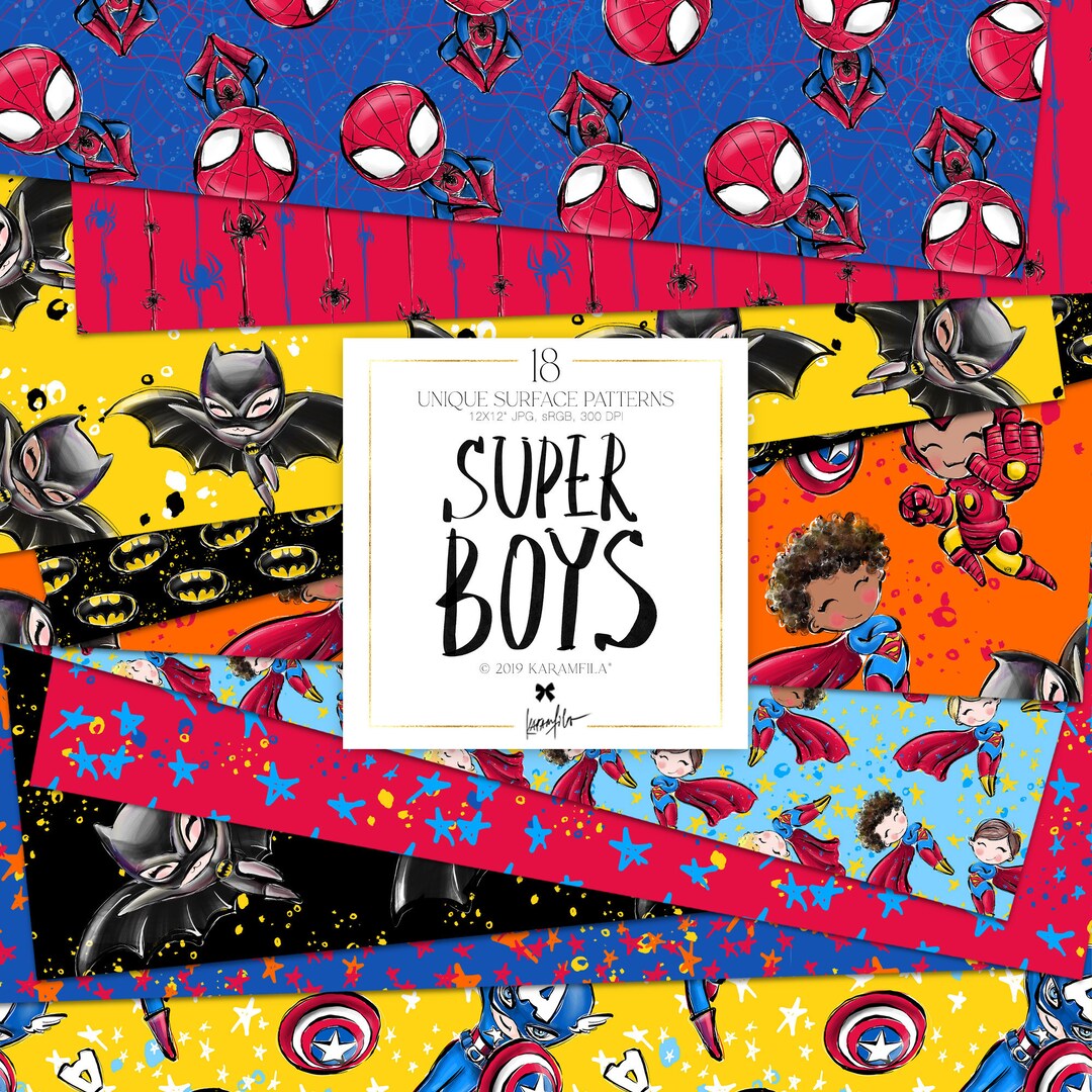 Superhero Kids Digital Paper Pack Karamfilas Super Heroes Planner ...