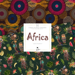 African Digital Paper Pack Ethnic African Masks Tropical Fruits Africa ...