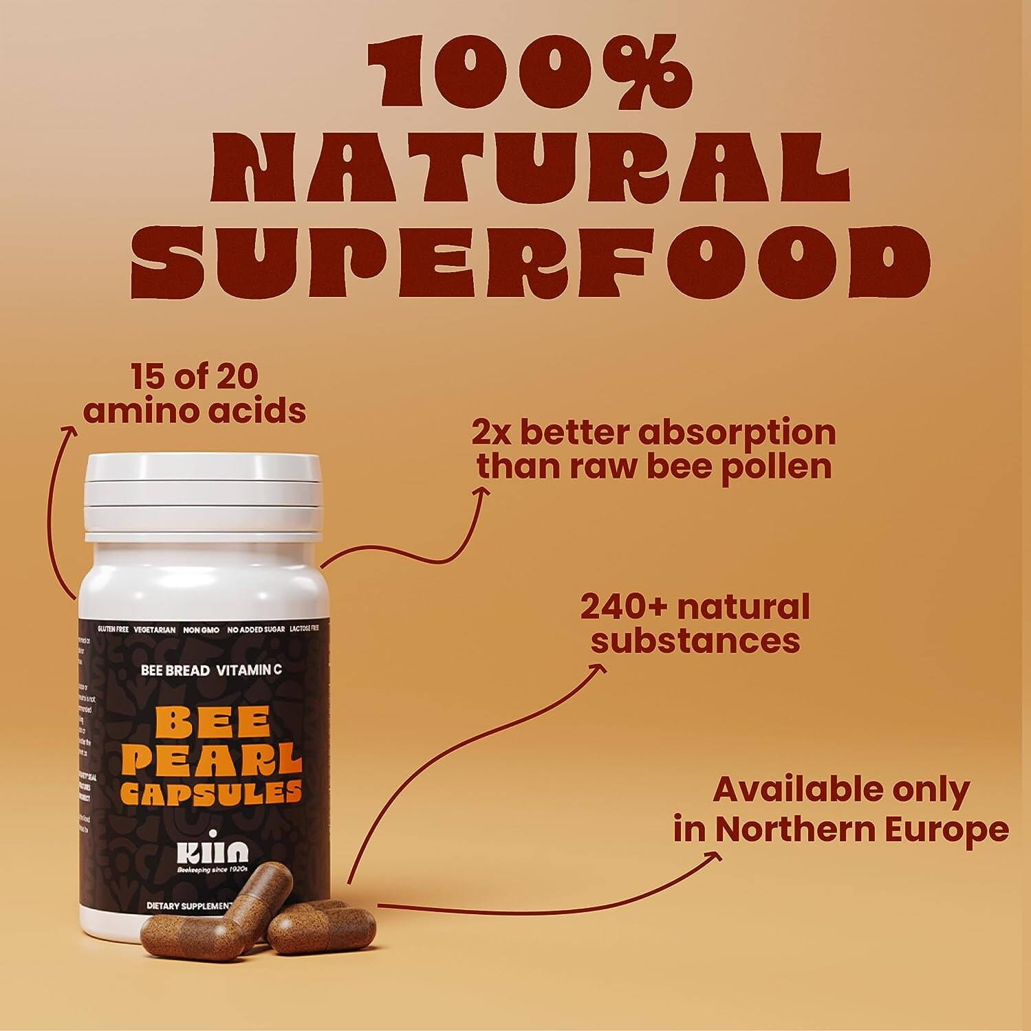 Bee Pearl Capsules Bee Bread fermented Bee Pollen 100% Natural ...