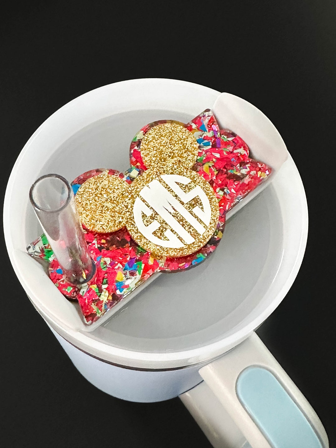 Confetti Mouse Drink Topper | Personalized Name Plate | Tumbler Name ...