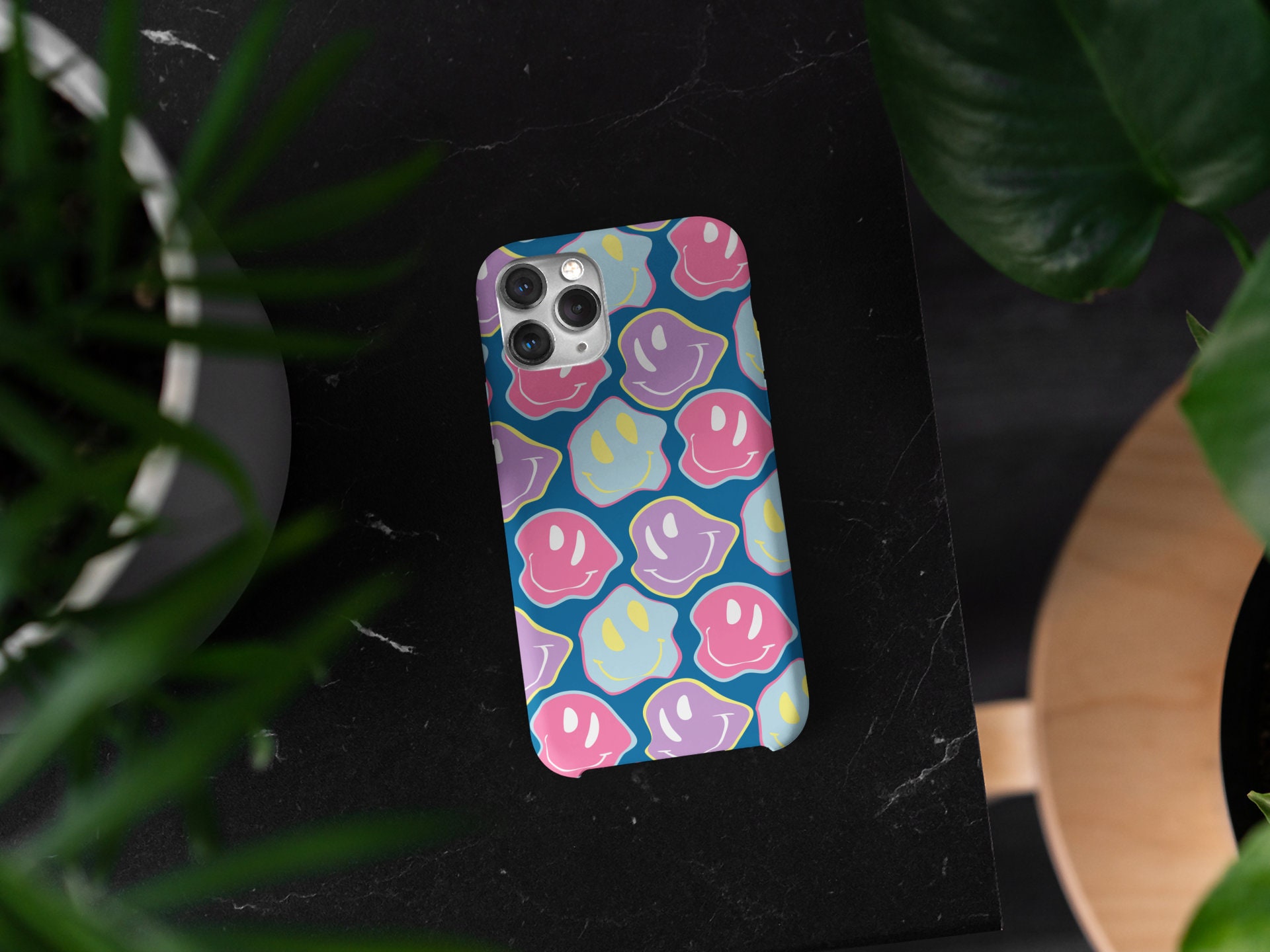 Stylish Smiley Face Design Case for iPhone 14 13 12 11 8 XR Plus Pro ...