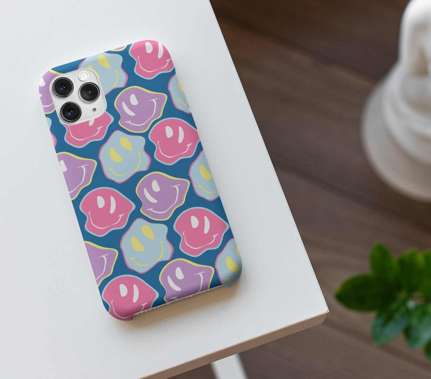 Stylish Smiley Face Design Case for iPhone 14 13 12 11 8 XR Plus Pro ...