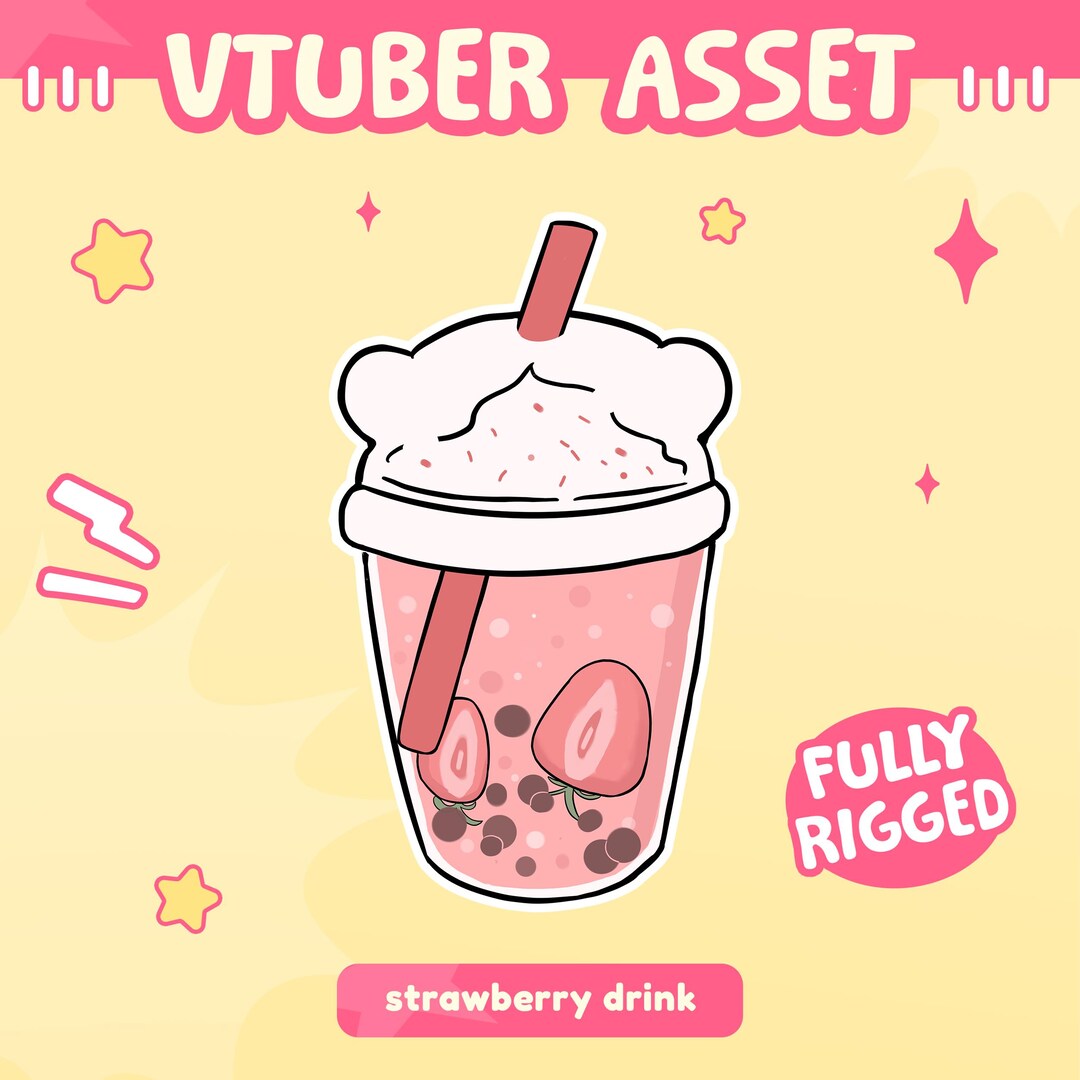 Vtuber Asset - Strawberry Drink Rigged / Customizable / Vtube Studio ...