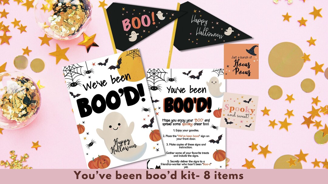 Youve Been Booed Halloween Printable Kit Cute Boo Basket Treat Tags ...