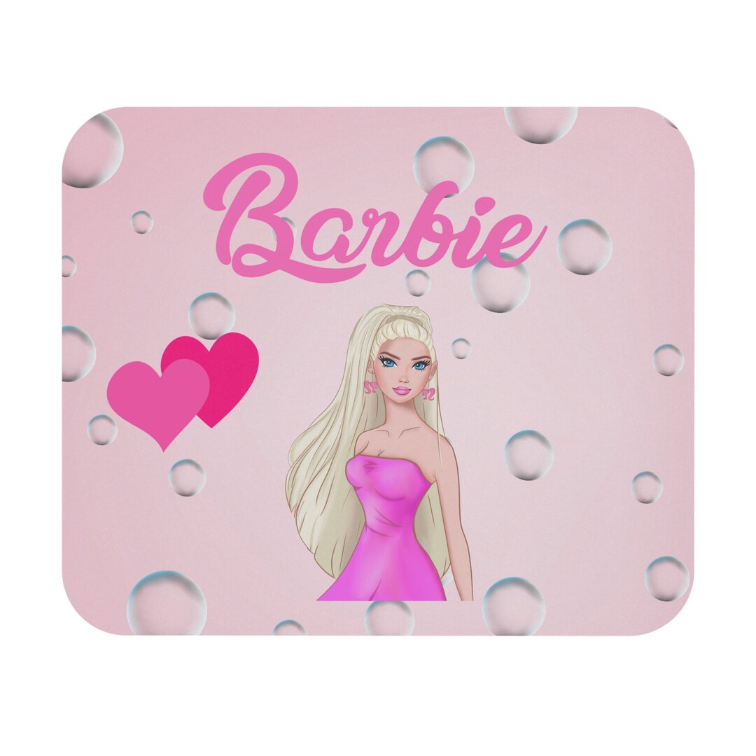 Barbie, Bubbles, Heart, Pink, Gift, Young Girl, Mouse Pad (rectangle ...