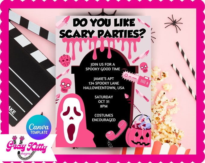 Scream Halloween Party Invitation Template, Spooky Halloween Party ...