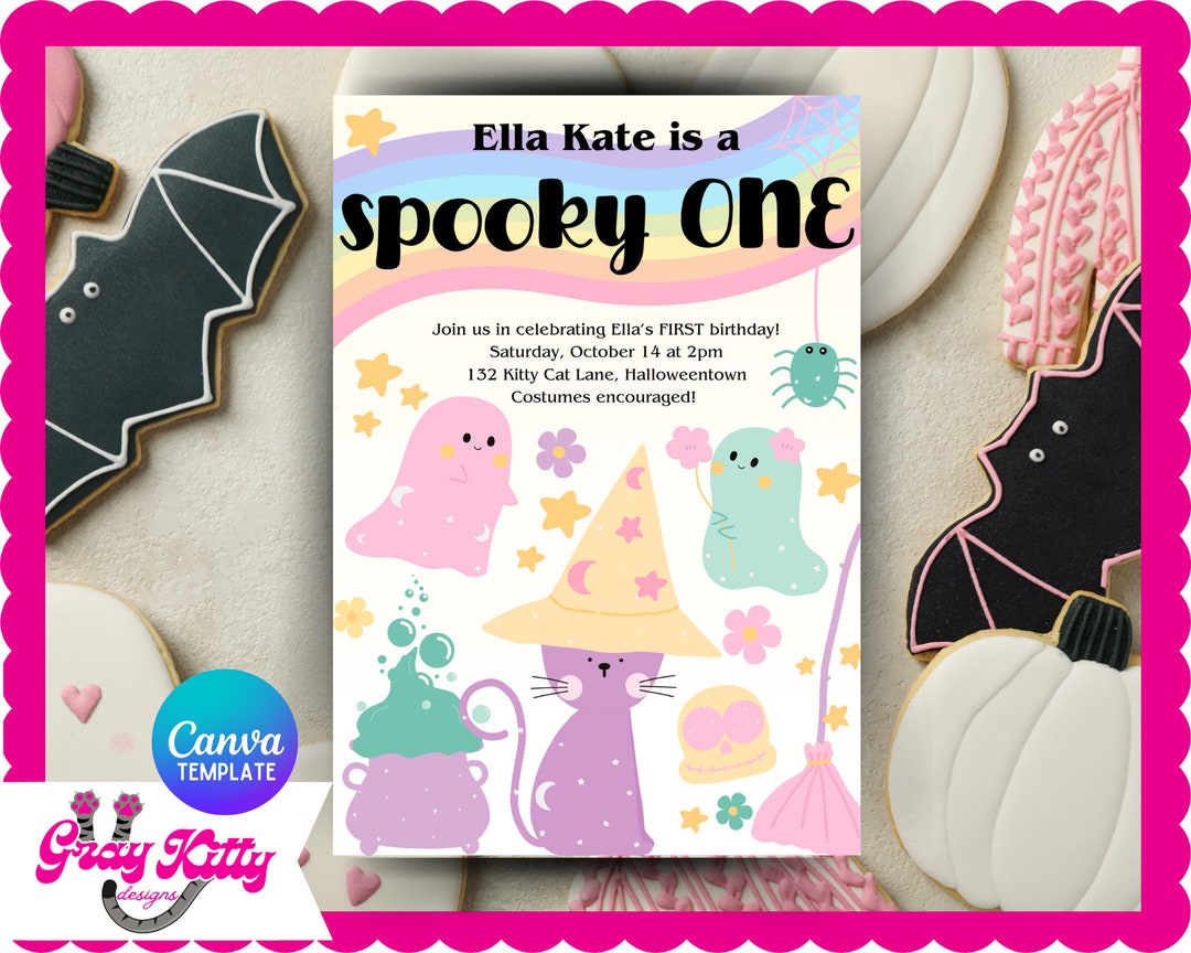 Spooky One Halloween Party Invitation Template, Pastel Halloween Party ...