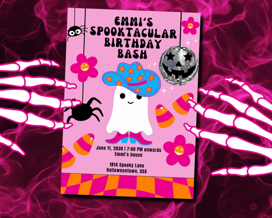Spooktacular Birthday Bash Invitation Template, Spooky Cute Halloween ...