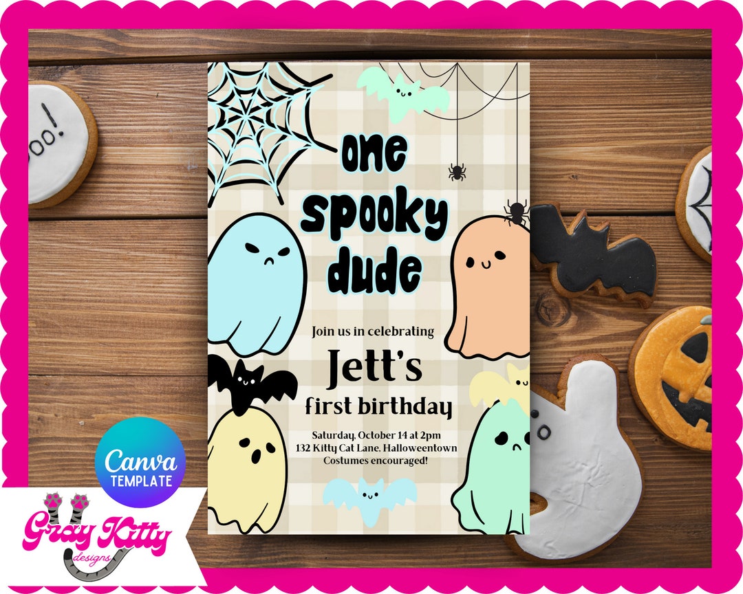 One Spooky Dude Halloween Party Invitation Template, Pastel Halloween ...