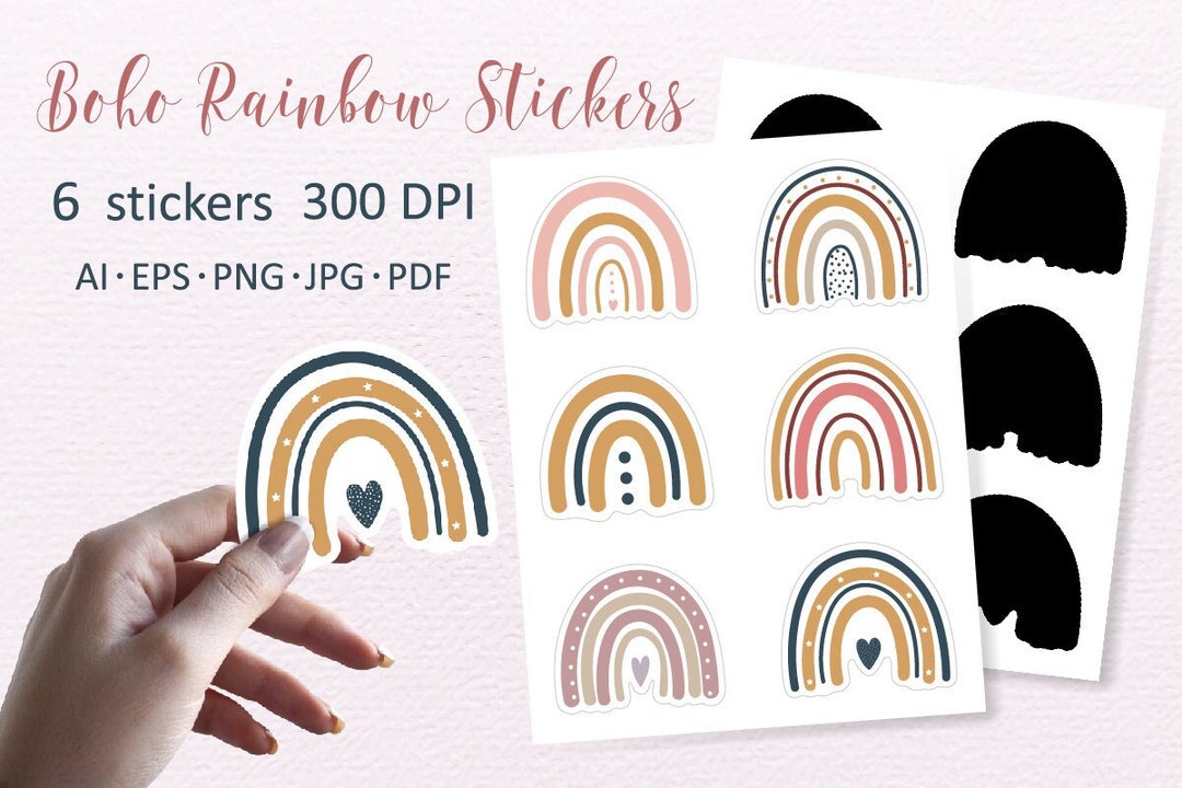 Rainbow Boho Digital Stickerspastel Rainbow Boho - Etsy