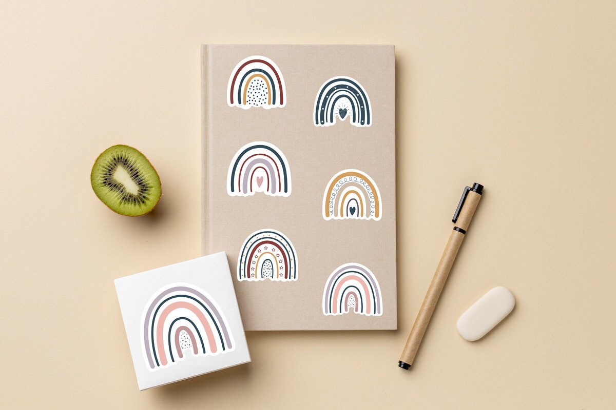 Rainbow Boho Digital Stickers,pastel Rainbow Boho Stickers,rainbow Boho ...