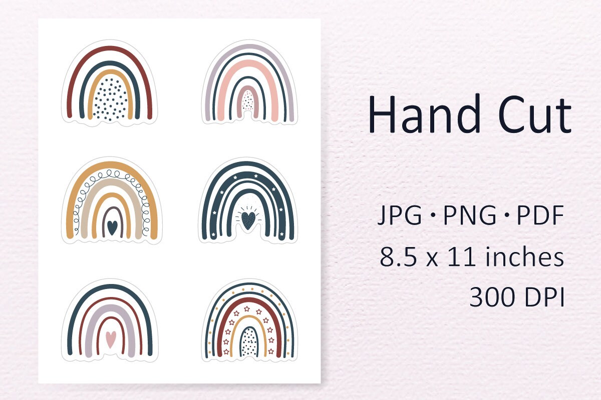 Rainbow Boho Digital Stickers,pastel Rainbow Boho Stickers,rainbow Boho ...