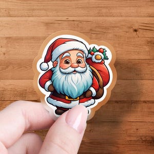 Cute Santa Claus Sticker, Christmas Themed Decal, Holiday Decor Sticker ...
