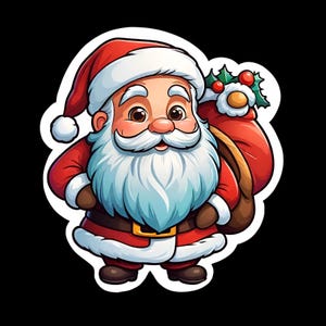 Cute Santa Claus Sticker, Christmas Themed Decal, Holiday Decor Sticker ...