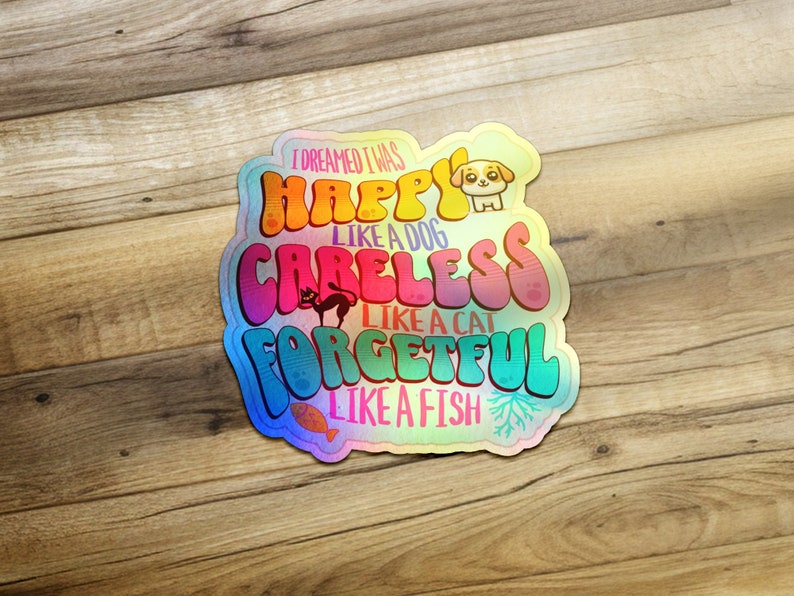 Happy Careless Forgetful Funny Sticker Cute Animal Themed Sticker ...