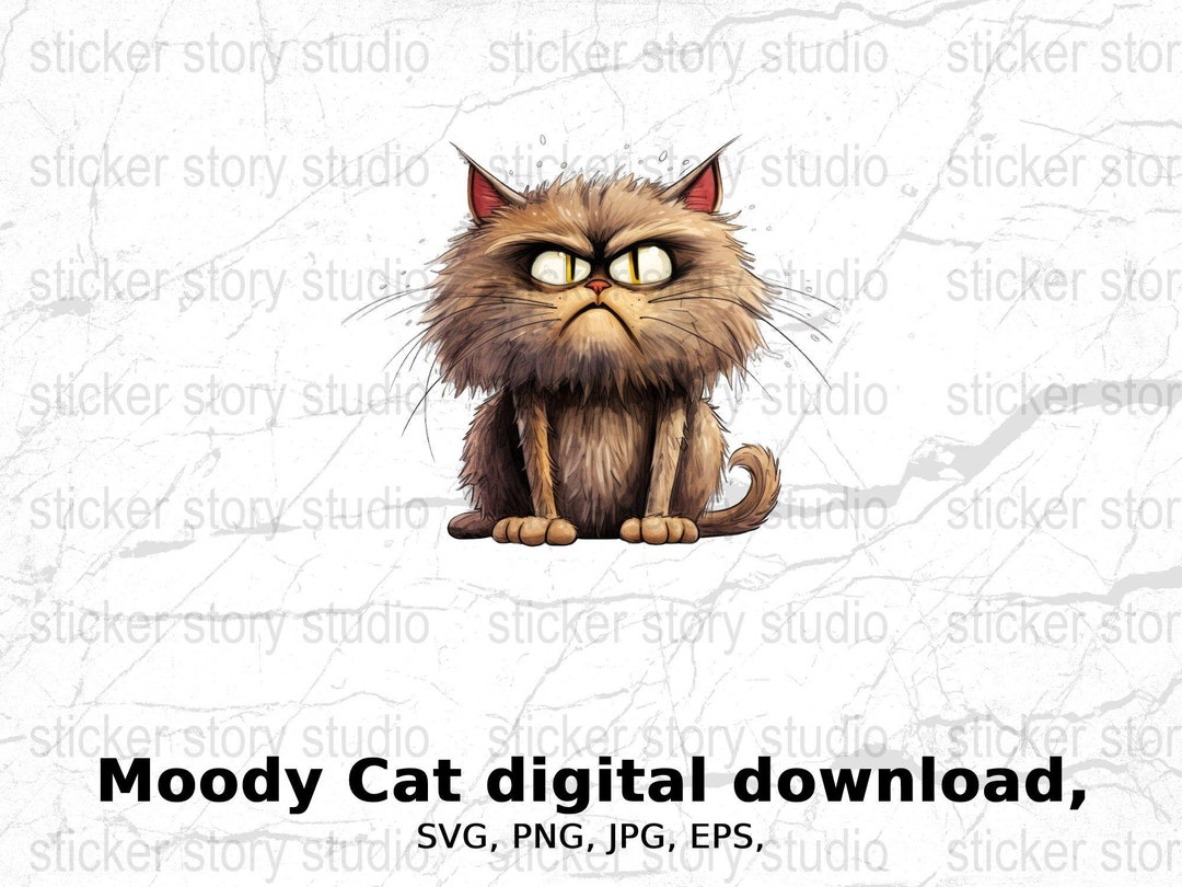 Moody Cat Digital Download, Svg, Png, Jpg, Eps Grumpy Cat Clipart ...