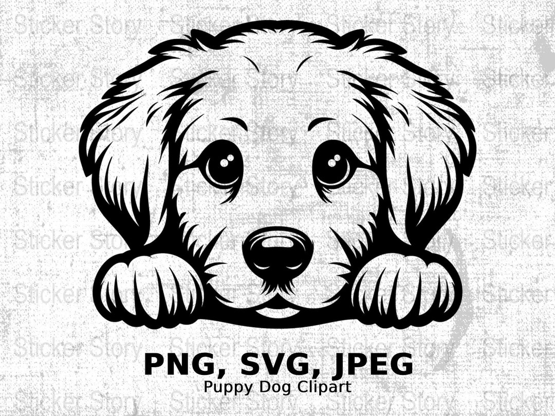 Cute Puppy Digital Artwork, Printable Dog Illustration, Black and White ...