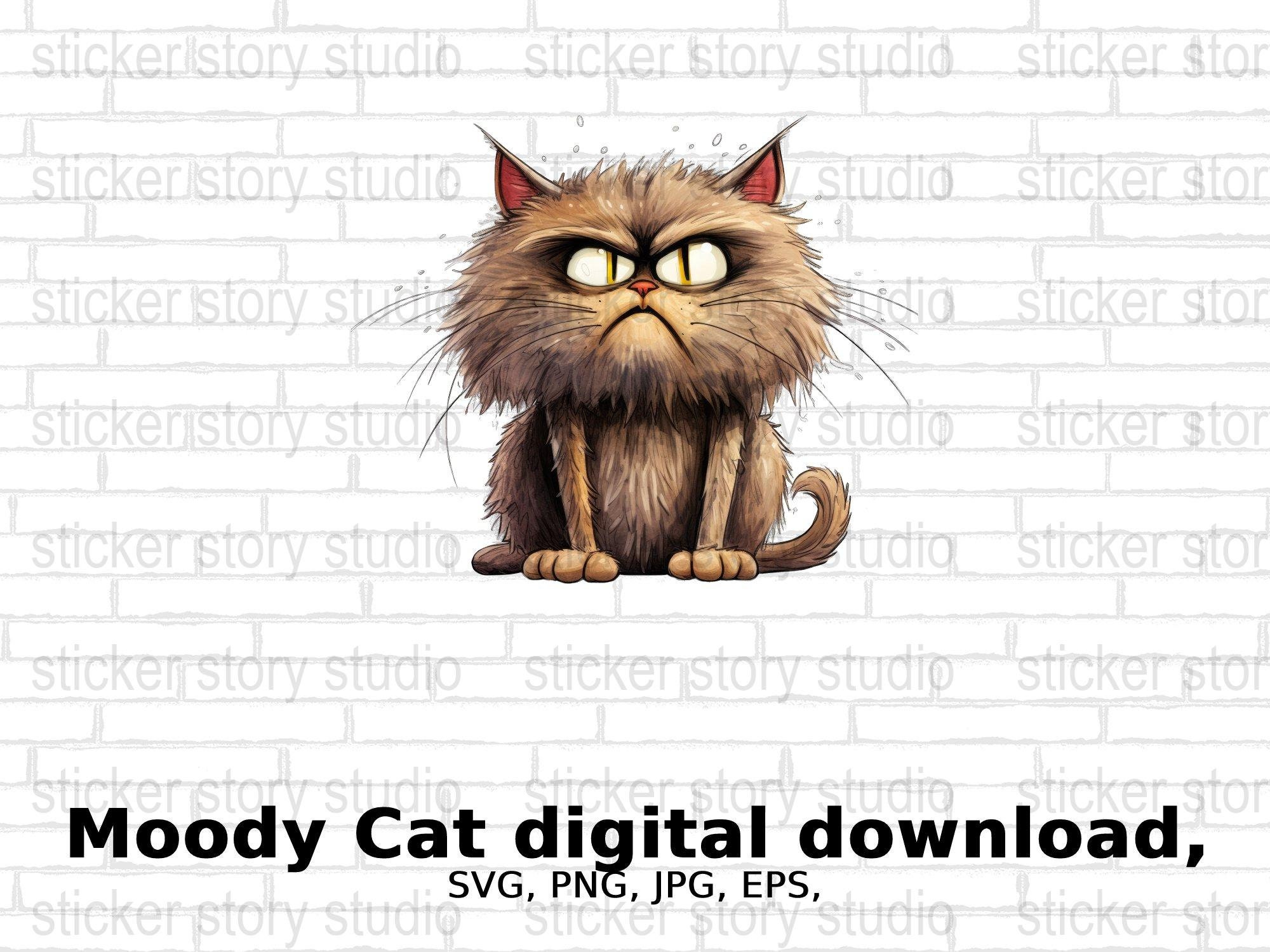 Moody Cat Digital Download, Svg, Png, Jpg, Eps Grumpy Cat Clipart ...